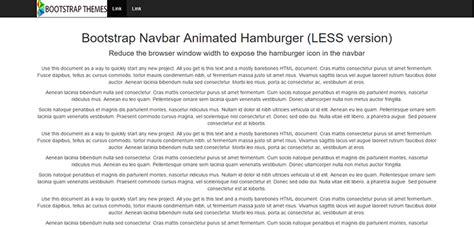 Bootstrap Navbar Animated Hamburger LESS Bootstrap Themes