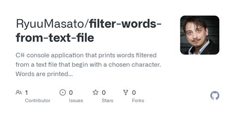 GitHub RyuuMasato Filter Words From Text File C Console Application That Prints Words