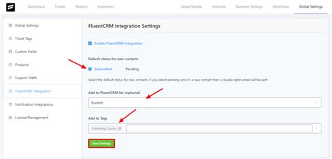 fluentcrm integration fluent support