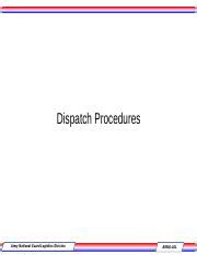 Dispatch Procedures In Army National Guard Logistics Course Hero