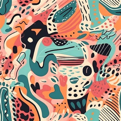 Premium Ai Image Ai Drawn Flat Design Abstract Seamless Doodle