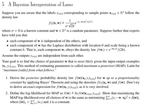 A Bayesian Interpretation Of Lasso 5 A Bayesian Interpretation Of