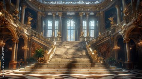Grand Staircase In A Classical Museum A Majestic Staircase Within A