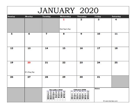 Template Excel Calendar 2020 Australia