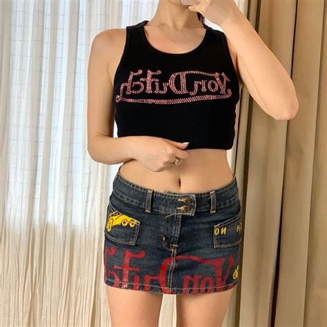 Von Dutch Pink Rhinestone Biker Tank Top 🌹 🏍 Depop Biker Tank