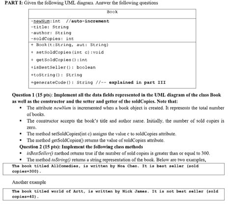 Solved PART I Given The Following UML Diagram Answer The Chegg