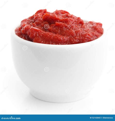 Tomato Paste In Small White Dish Stock Image Image Of Sauce Vegetarian 52142843