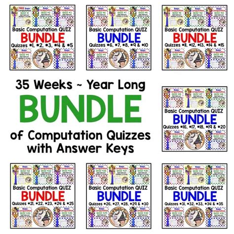 math worksheets add subtract multiply divide computation quiz year