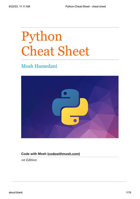 SOLUTION Python Cheat Sheet Cheat Sheet Studypool