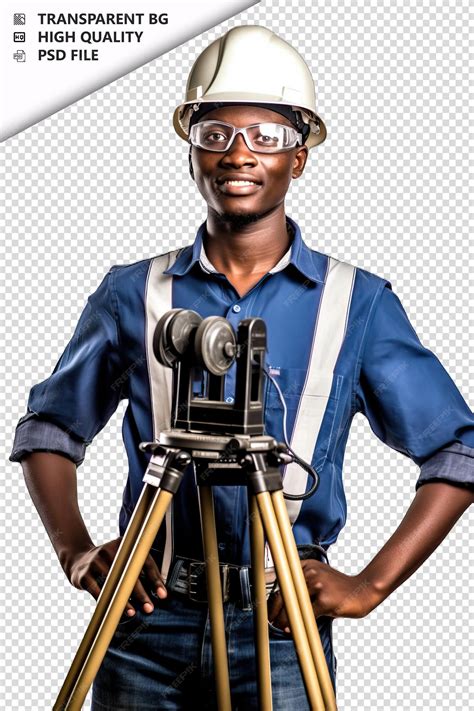 Black Woman Engineer On White Background White Isolated B Premium Ai