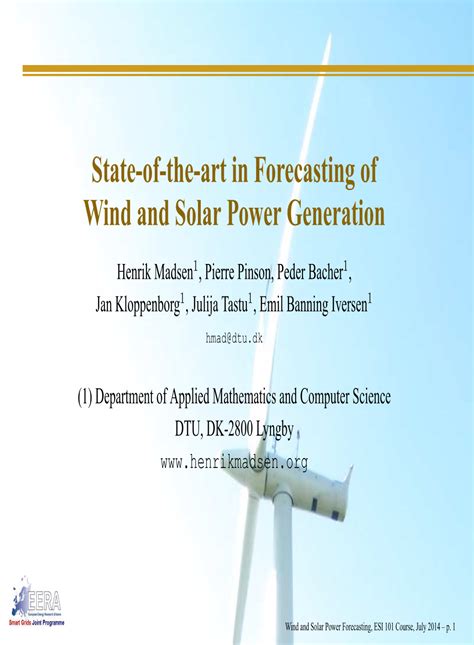State Of The Art In Forecasting Of Wind And Solar Power Generation Docslib