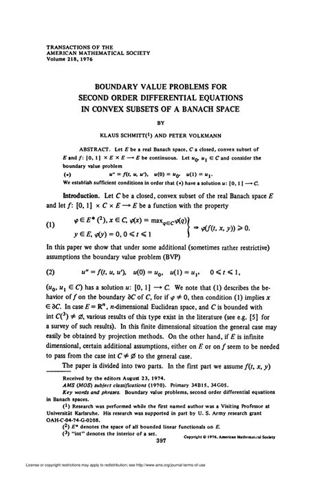 Pdf Boundary Value Problems For Second Order Differential Equations