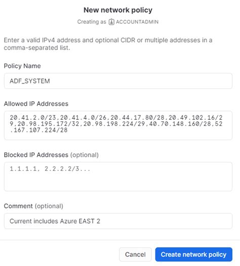 Setting Up A Snowflake User Network Policy Ip Whitelist