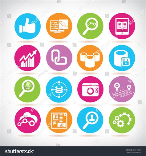Big Data Icons Set Data Analysis Stock Vector Royalty Free 194175527