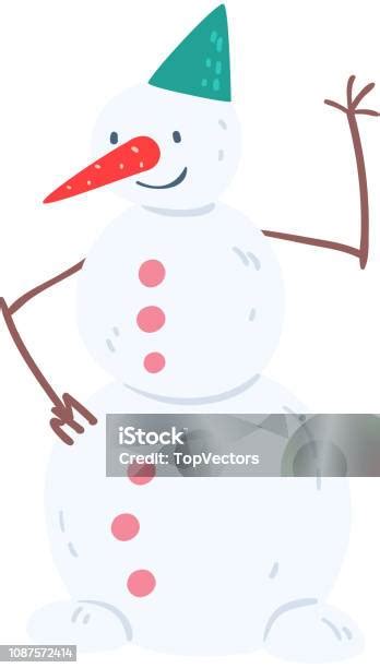 귀여운 재미 있는 눈사람 캐릭터 크리스마스와 새 해 휴일 흰색 배경에 장식 요소 벡터 일러스트 레이 션 12월에 대한 스톡 벡터 아트 및 기타 이미지 Istock