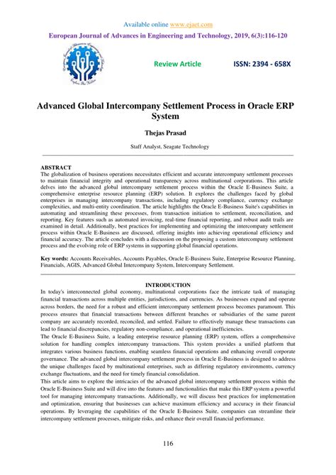 Pdf Advanced Global Intercompany Settlement Process In Oracle Erp System