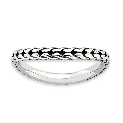Sterling Silver Stackable Expressions Antiqued Wave Ring Size 6