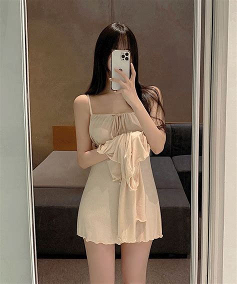 [청순섹시] 나시 미니원피스 가디건 투피스 세트 4color 에이블리