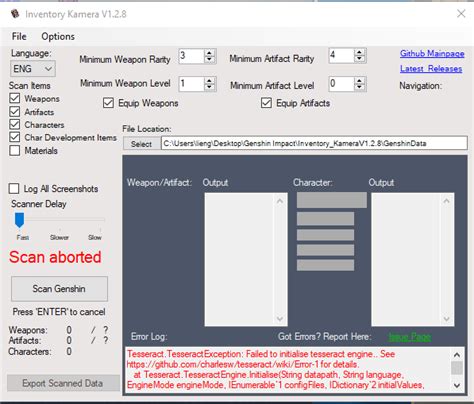 Bug Failed To Initialize Tesseract Engine Issue Andrewthe Th Inventory Kamera GitHub
