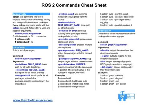 Ros Humble Cheat Sheet Pdf