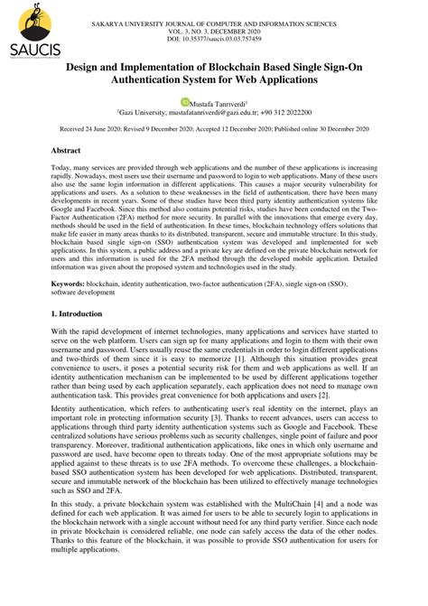 Pdf Design And Implementation Of Blockchain Based Single Sign On