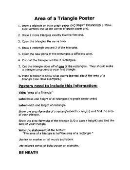 Area Of A Triangle Poster Project By Susan Thomas TpT