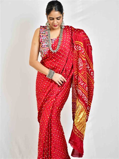 kalash rai bandhej zari pallu gajji silk saree