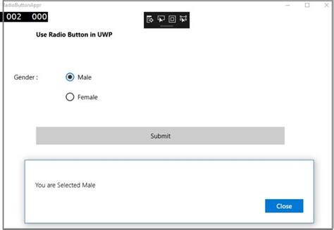 Step By Step Creation Of Radiobutton Control In Universal Window App