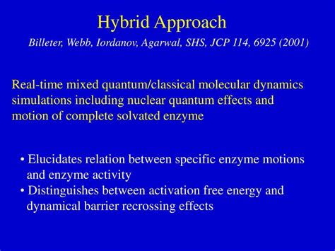 Hybrid Quantum Classical Molecular Dynamics Of Hydrogen Transfer Reactions In Enzymes Sharon