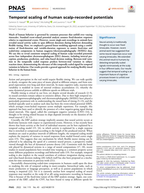 Pdf Temporal Scaling Of Human Scalp Recorded Potentials