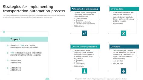 Strategies For Implementing Transportation Automation Process Mockup Pdf