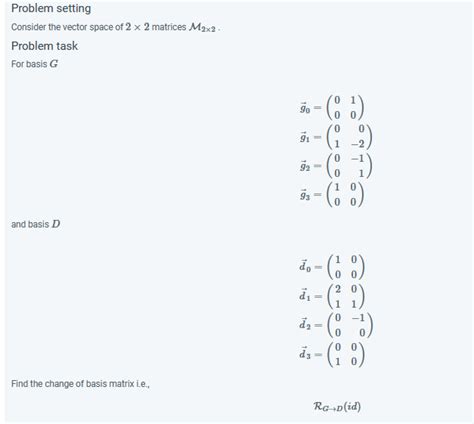 solved problem setting consider the vector space of 2 x 2