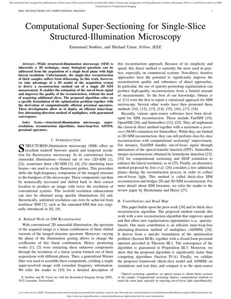 Pdf Computational Super Sectioning For Single Slice Structured Illumination Microscopy