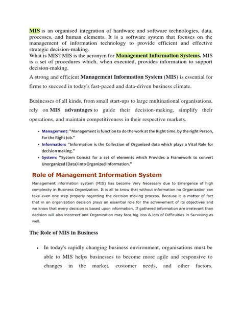 Mis Is An Organised Integration Of Hardware And Software Technologies