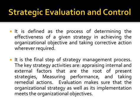 Strategic Evaluation And Control Ppt