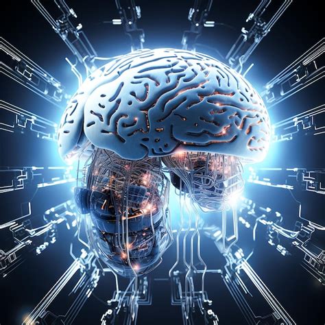 premium ai image glowing circuit board complex cyborg brain design