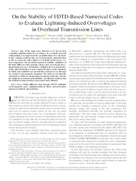 Pdf A New Finite Difference Time Domain Scheme For The Evaluation Of Lightning Induced