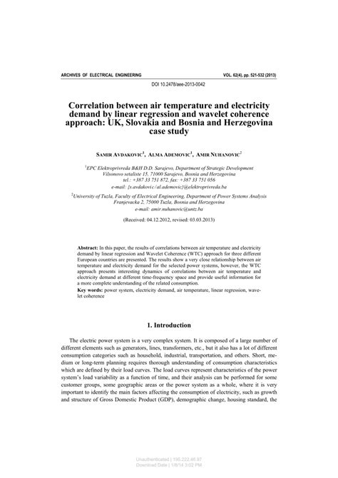 Pdf Correlation Between Air Temperature And Electricity Demand By