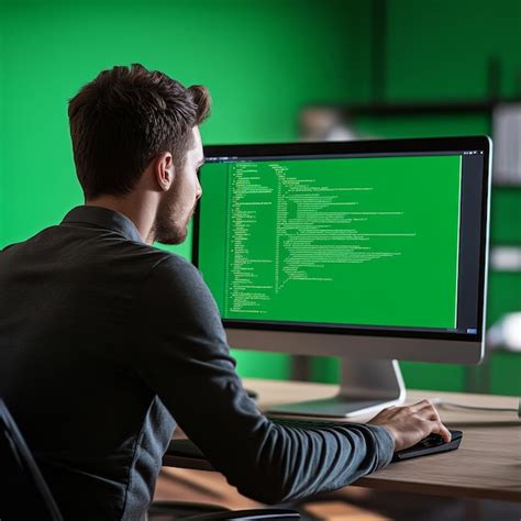 Software Developer Typing Code On A Computer In A Sleek Environment