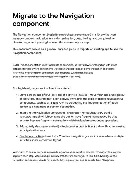 migrate to the navigation component android developers pdf