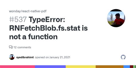 TypeError RNFetchBlob Fs Stat Is Not A Function Issue Wonday React Native Pdf GitHub
