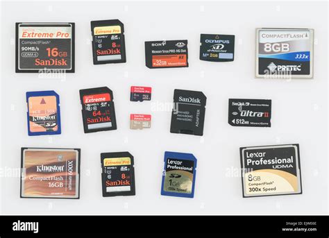 Set Of Modern Memory Cards There Are SD CF CompactFlash Memory Stick Pro XD And MicroSD