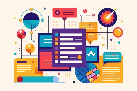 Colorful Illustrations Depict Various Data Visualization Elements
