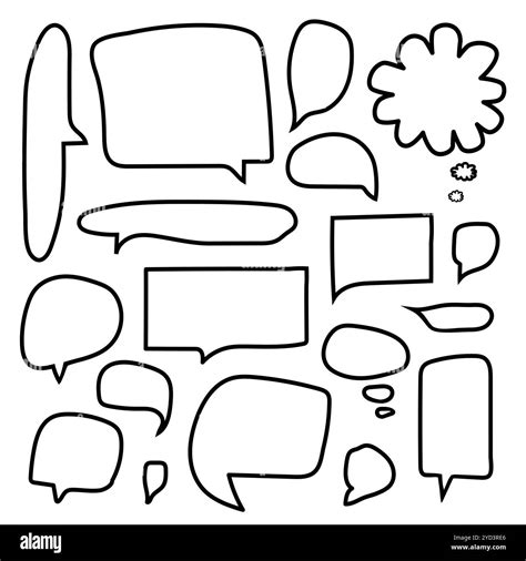 Speech Bubbles Set Hand Drawn Icons Conversation Bubble Shapes Communication Elements Stock