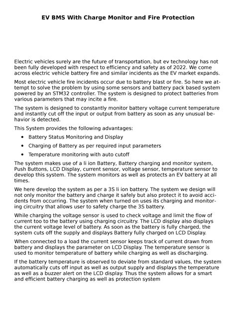 Ev Bms With Charge Monitor And Fire Protection We Come Across Electric Vehicle Battery Fire