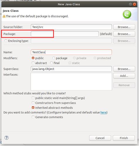 Java How Can I Get Eclipse To Add A Default Package To An Existing Project Stack Overflow
