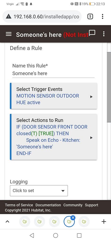 Door Sensor 📐 Rule Machine® Hubitat