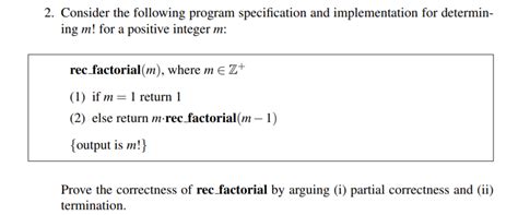 Solved 2 Consider The Following Program Specification And