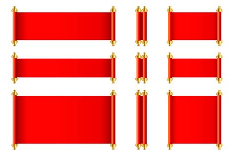Red Paper Scroll Set 1437698 Vector Art At Vecteezy