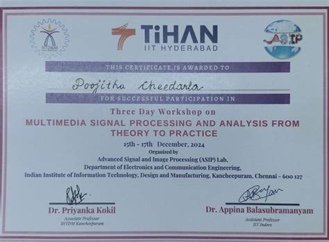 I Recently Had An Opportunity To Attend A Three Day Workshop On Poojitha Cheedarla